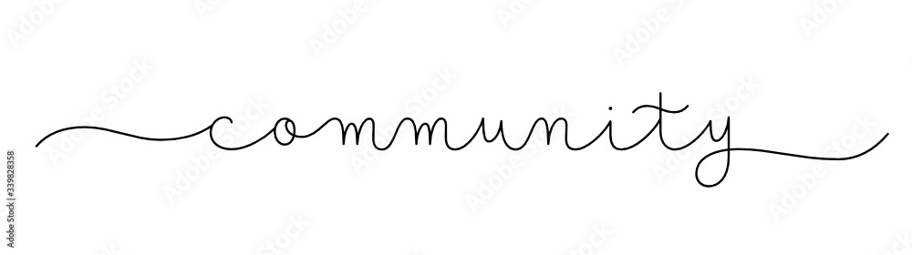 COMMUNITY black vector monoline calligraphy banner with swashes Stock ...