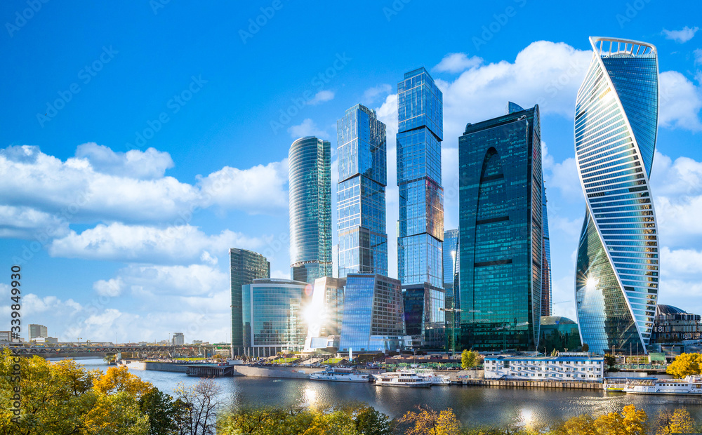 Moscow City district and Moscow river, Moscow City modern architecture ...