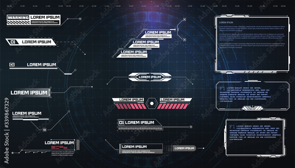 HUD, UI, GUI futuristic user interface screen elements set. High tech ...