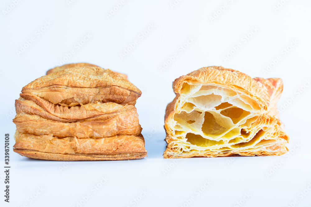 puff, pastry, homemade, flaky, crunchy, crust, flaky pastry, closeup, a ...