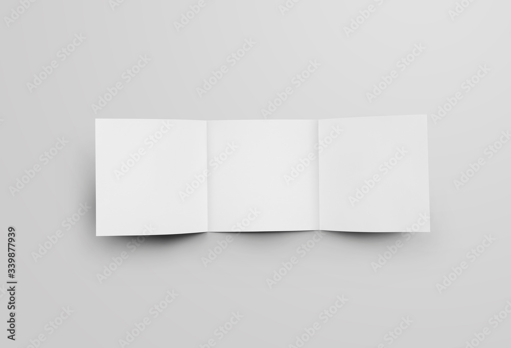 Mockup of standard square booklet, open white leaflet, isolated on ...