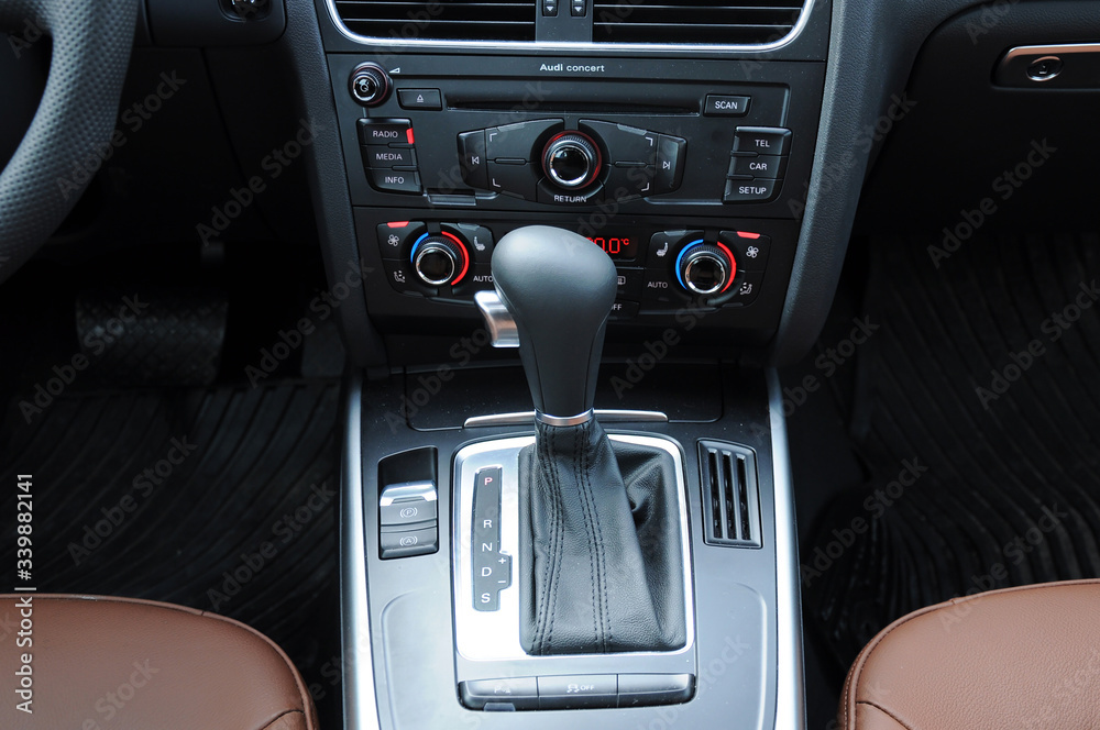 Digital dashboard, gear and steering in the cockpit Stock Photo | Adobe ...