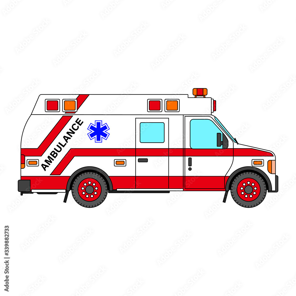 Ambulance van side view. Van vector illustration isolated on white ...