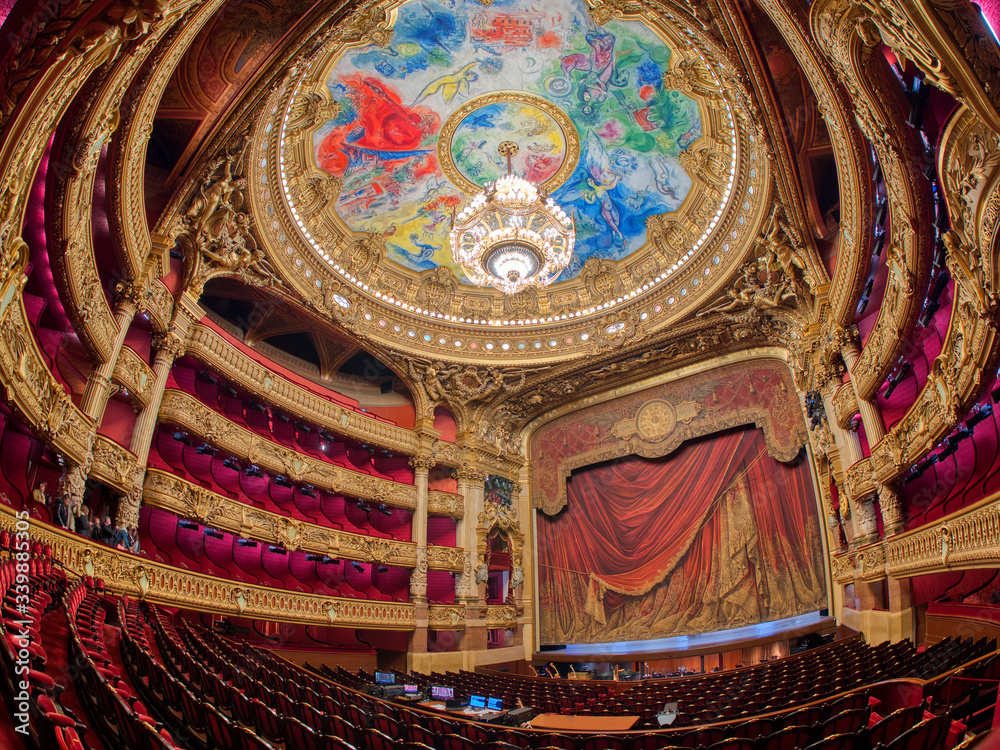 PARIS, France, January 27, 2020 : An interior view of Opera de Paris ...