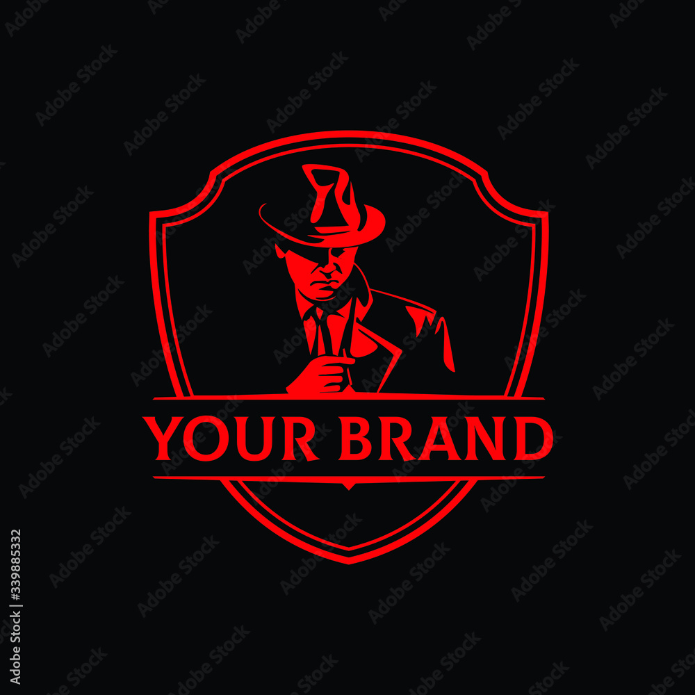 MAFIA LOGO emblems with character abstract silhouette men heads in hats ...