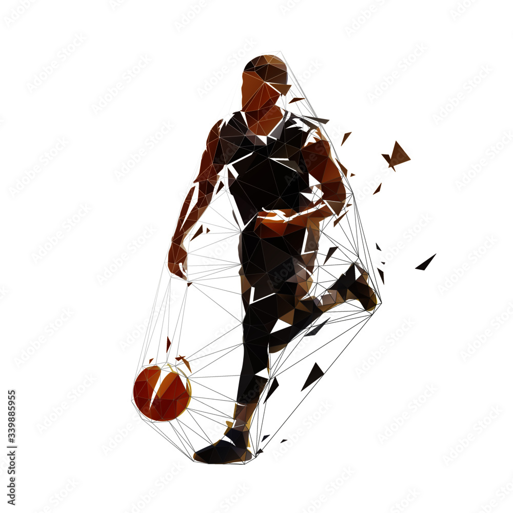 Basketball player running with ball. Low poly vector illustration Stock ...