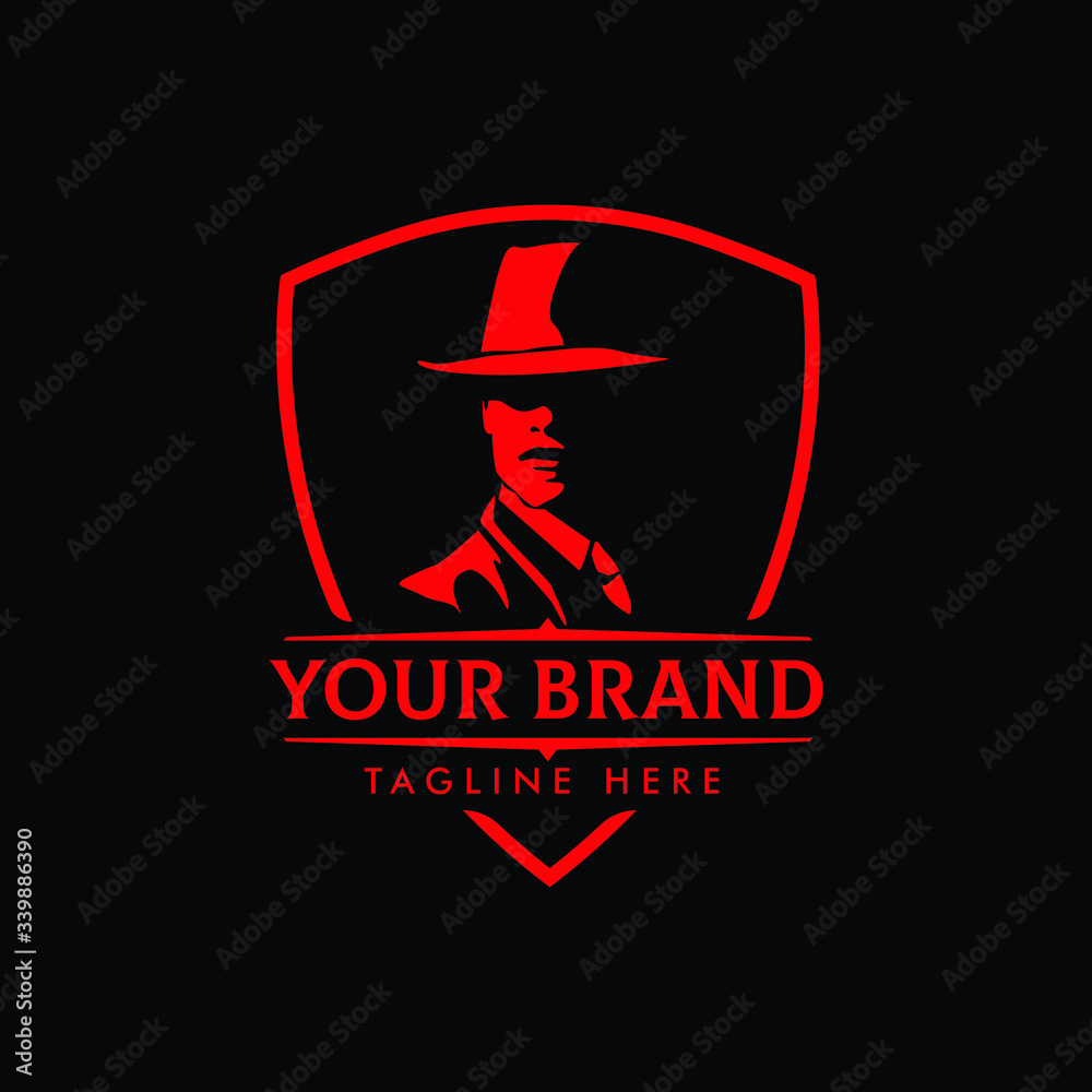 MAFIA LOGO emblems with character abstract silhouette men heads in hats ...
