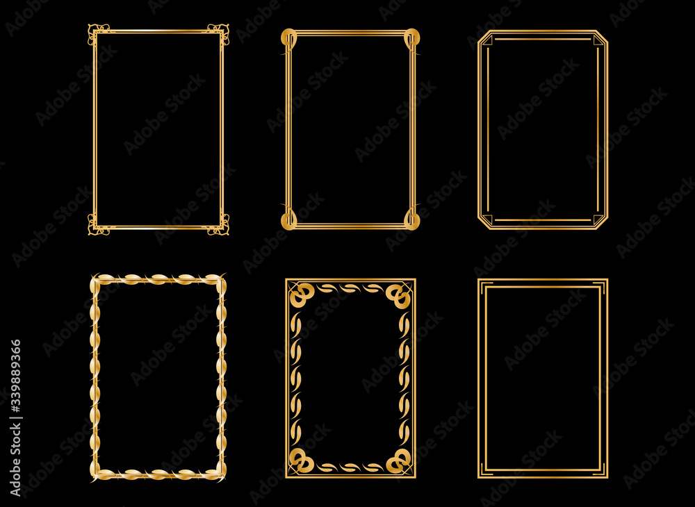 Vintage gold frame set for design of invitations, greetings, weddings ...