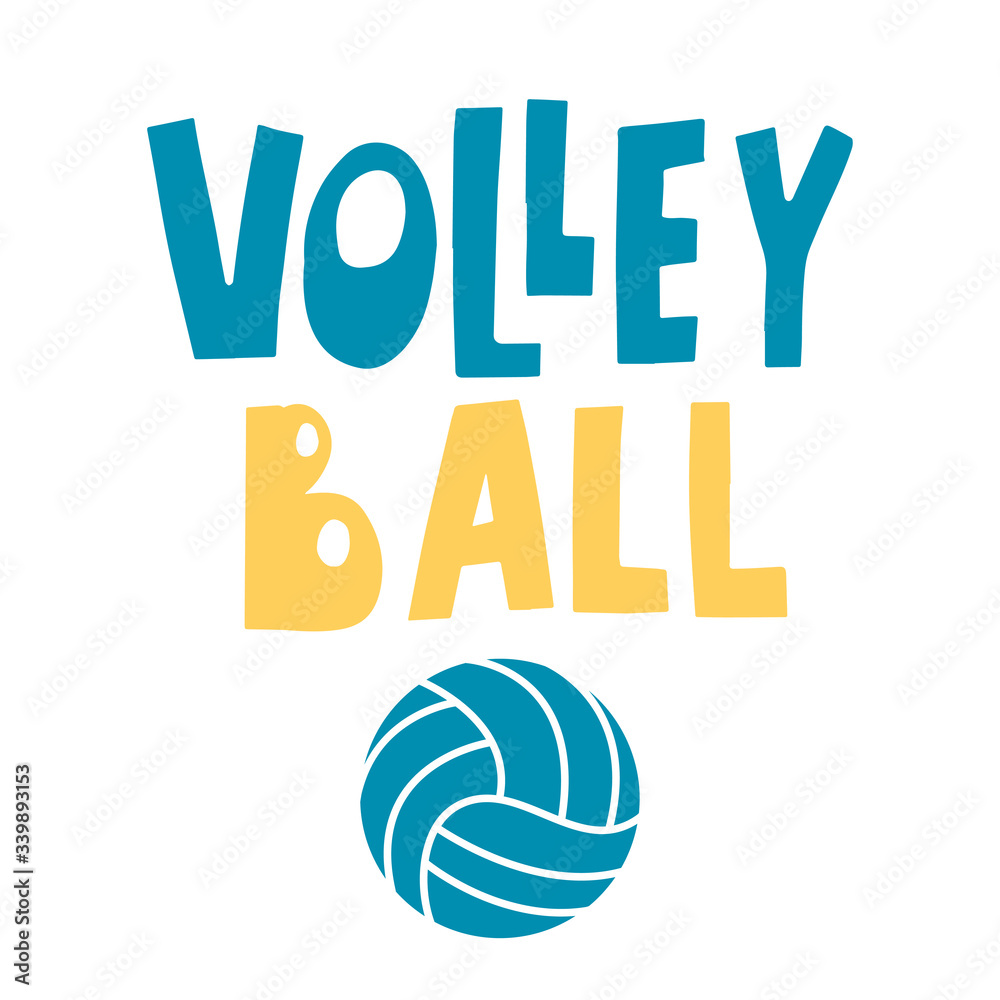 Volleyball Girl lettering text on white background with ball, vector ...