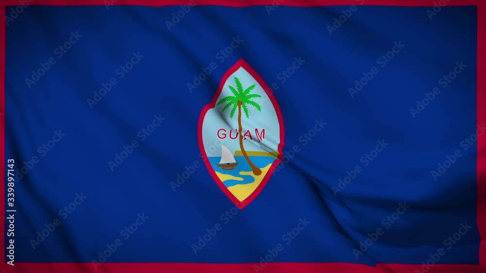 guam flag is waving 3D animation. East guam waving in the wind ...
