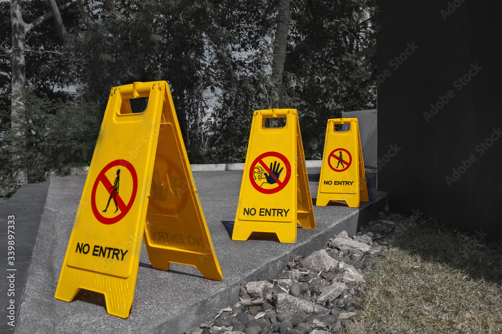 The yellow stop sign - no entry. No entry somewhere Stock Photo | Adobe ...
