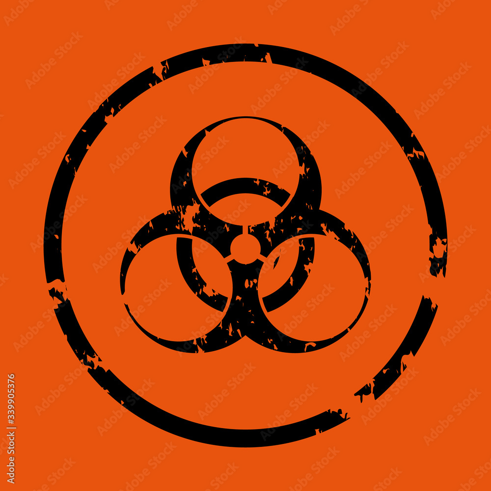 Vector illustration of a grunge biohazard warning sign. An infected ...