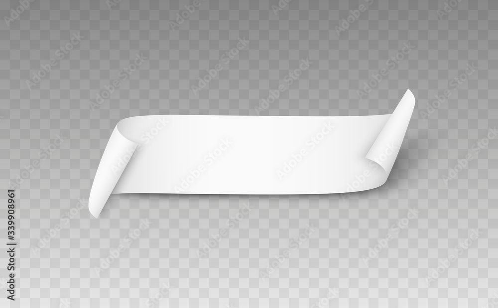 Paper scroll banner isolated on transparent background. Empty sticker ...