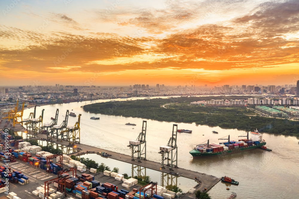 Logistics and transportation of Container Cargo ship and Cargo plane ...