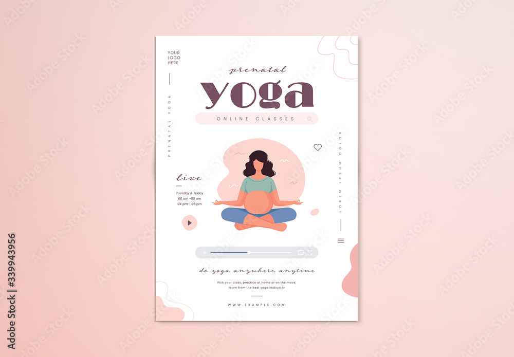 Prenatal Yoga Online Class Flyer Layout Stock Template | Adobe Stock