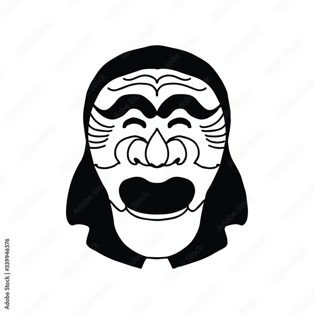 Hand drawn traditional Japanese mask. Vector art. Stock Vector | Adobe ...