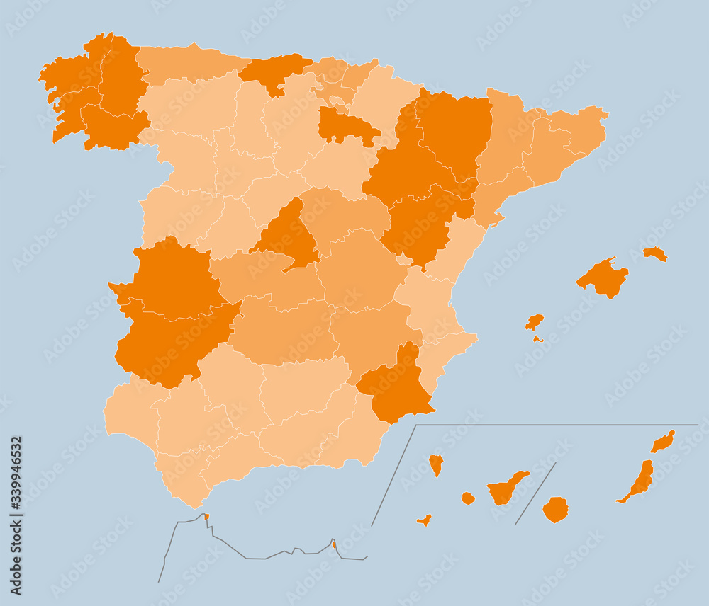 Spain political map with isolated regions and provinces. Detailed ...