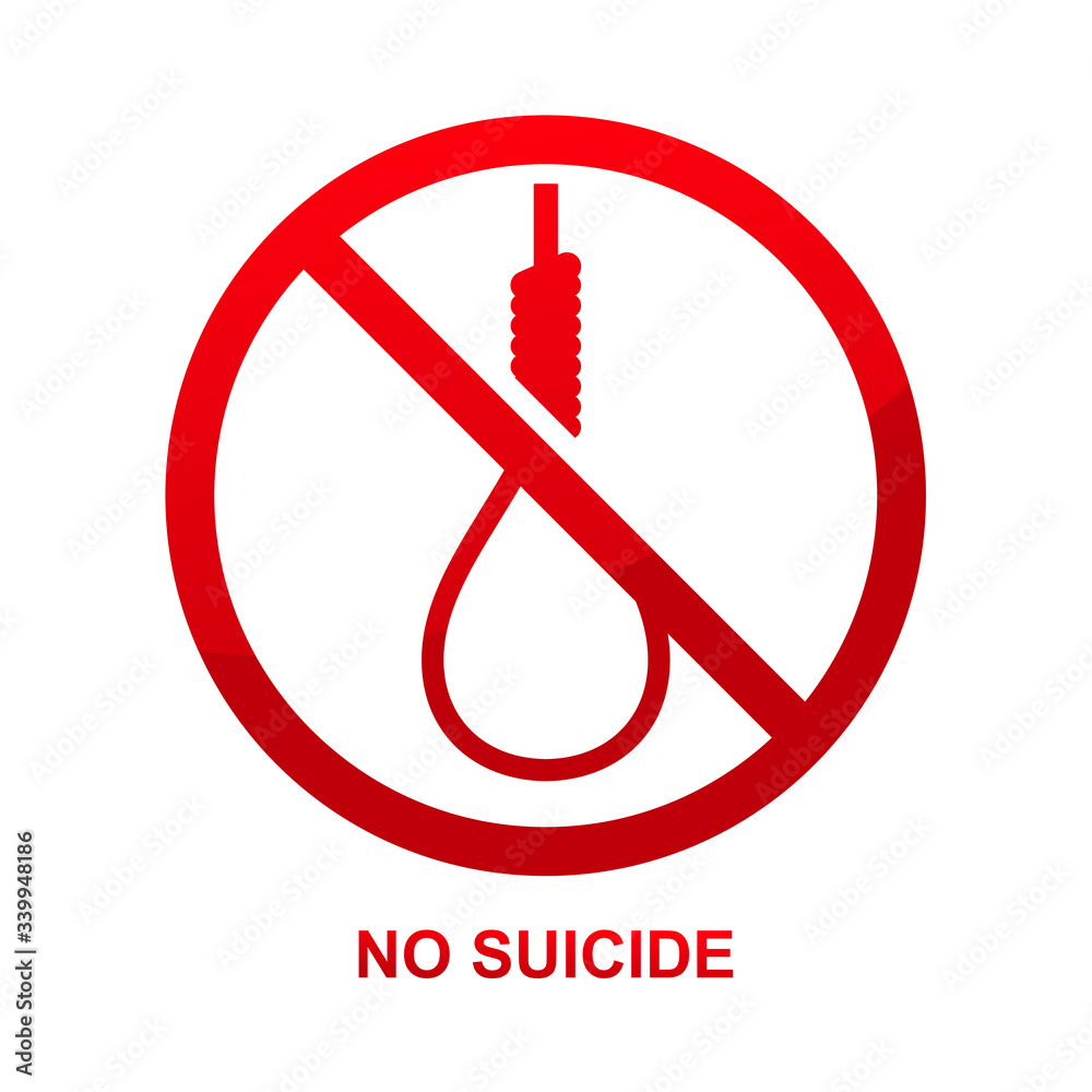 No suicide sign isolated on white background vector illustration. Stock ...