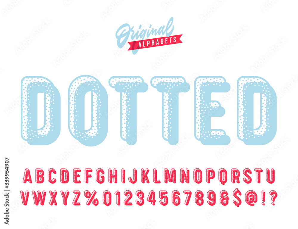 'Dotted' Vintage Sans Serif Rounded Textured Alphabet. Retro Typography ...