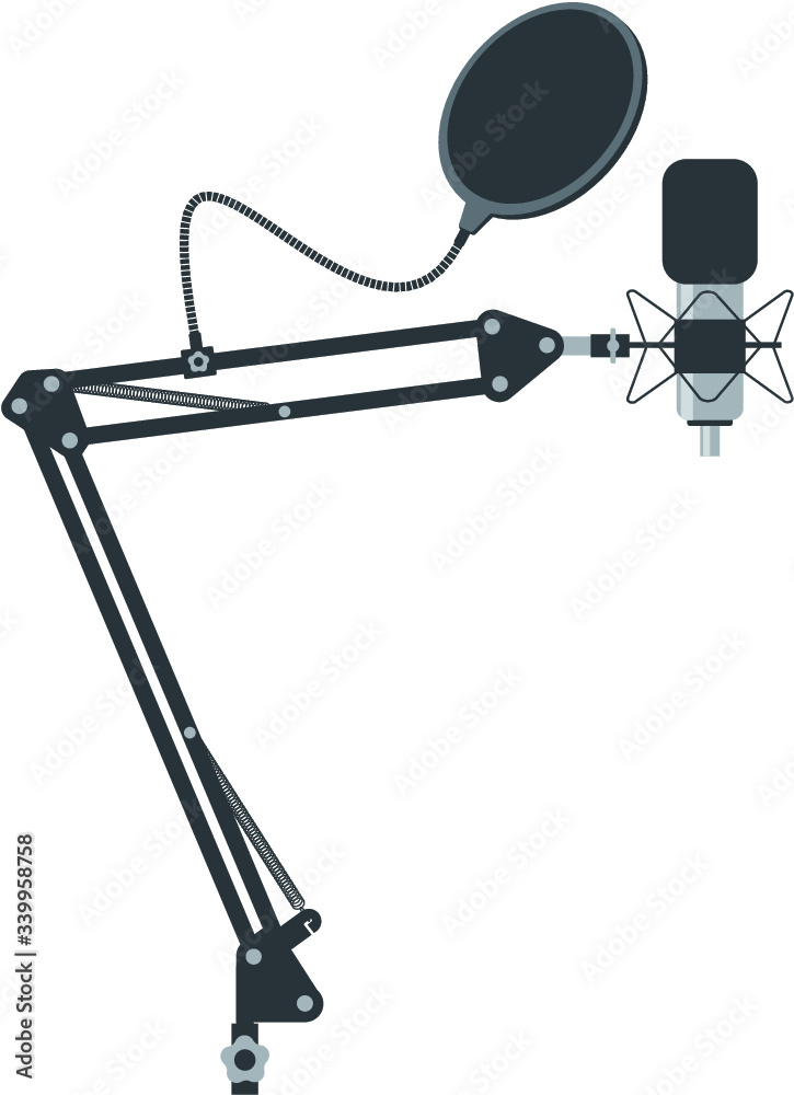 Professional studio microphone with stand, Podcasting equipement, Audio ...