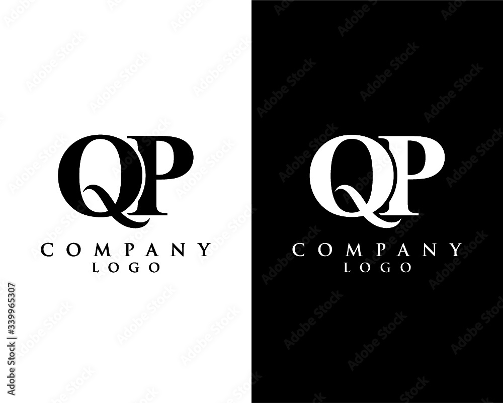 initial QP, PQ modern logo design with Black and white background ...