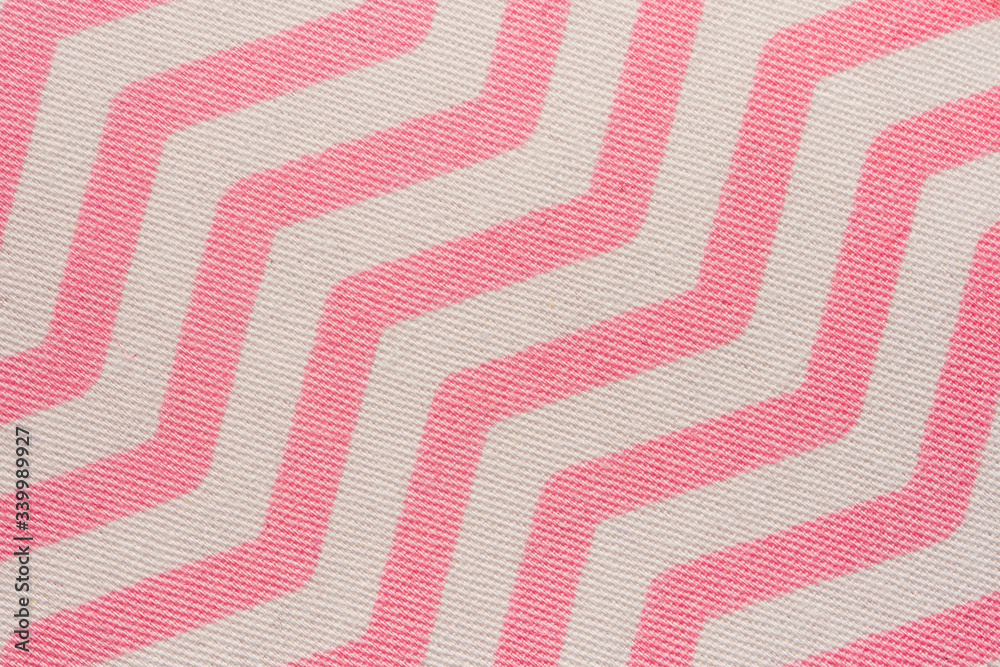 Pattern of pink and white striped zig zag. Macro textile texture Stock ...