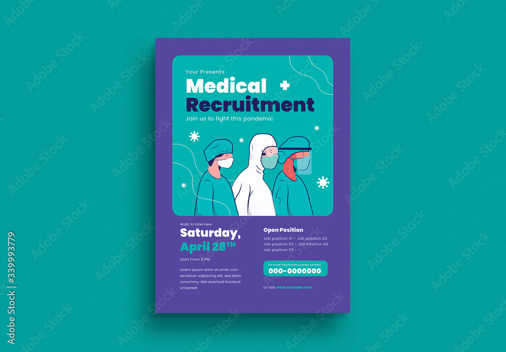 Medical Recruitment Flyer Layout Stock Template | Adobe Stock