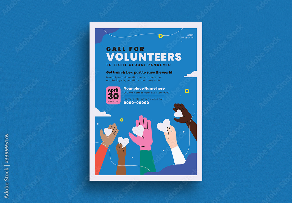 Volunteer Event Flyer Layout Stock Template | Adobe Stock