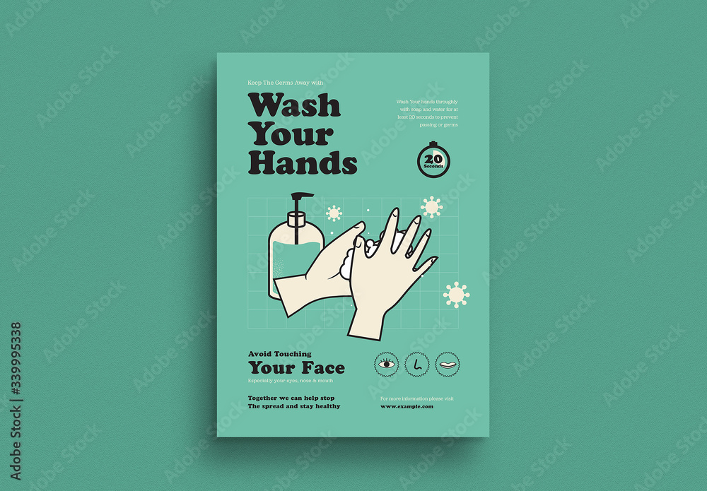 Wash Your Hands Campaign Poster Layout Stock Template | Adobe Stock