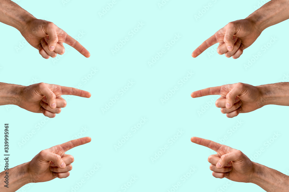 Male hands point fingers to an object . Symbol of choice.Fingers point ...