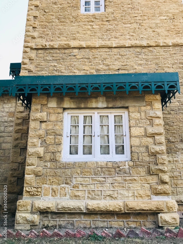 An old wooden window of the house of the founder of Pakistan Stock ...