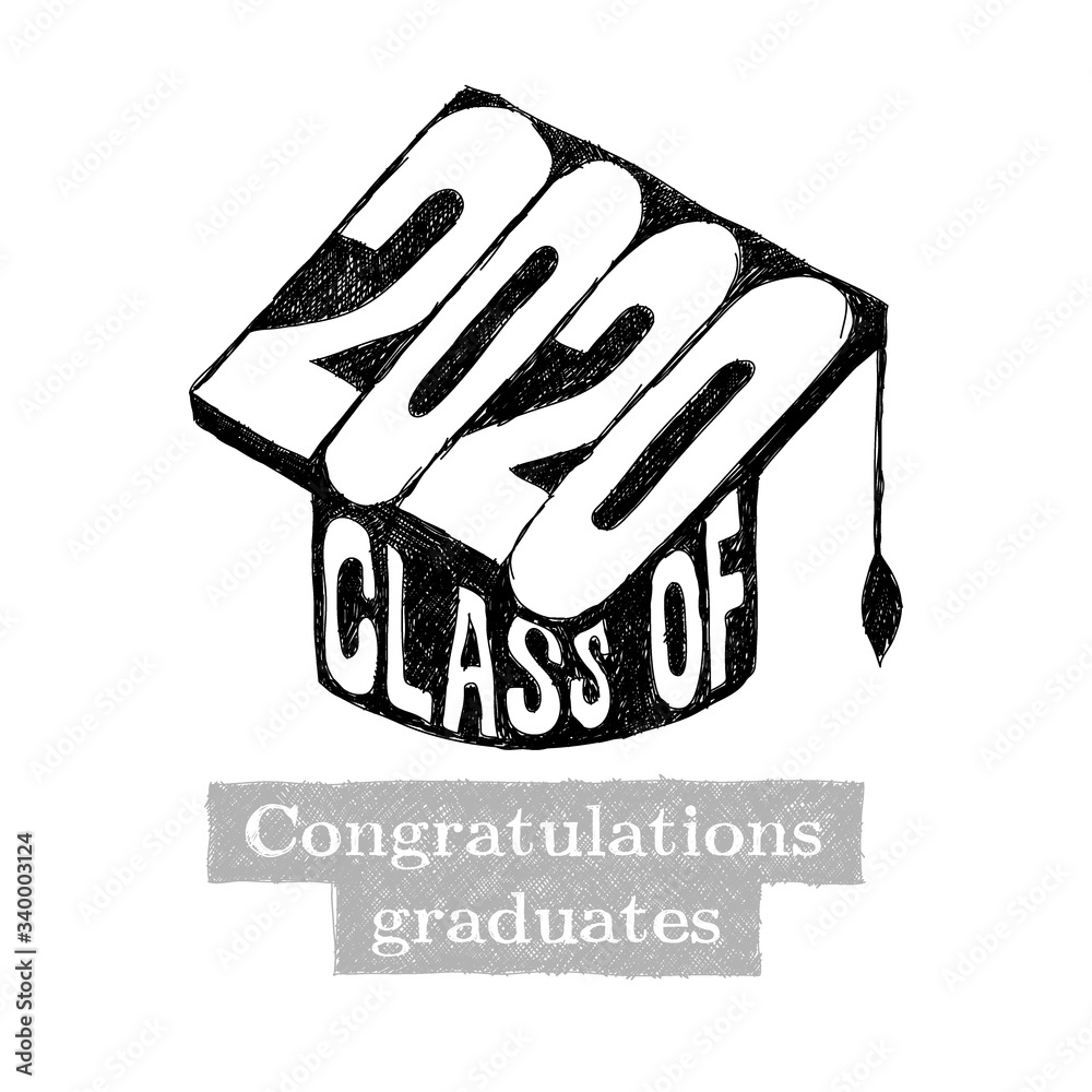 Class of 2020 Congratulations Graduate typography with cap and tassel ...