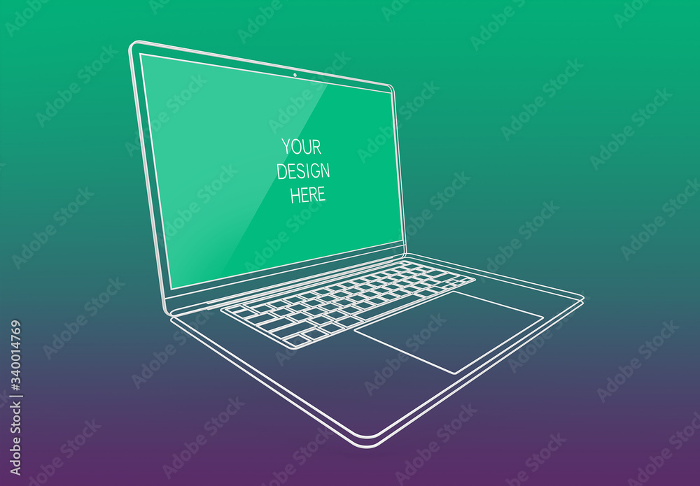 Wireframe Laptop Screen Mockup with Editable Background Stock Template ...