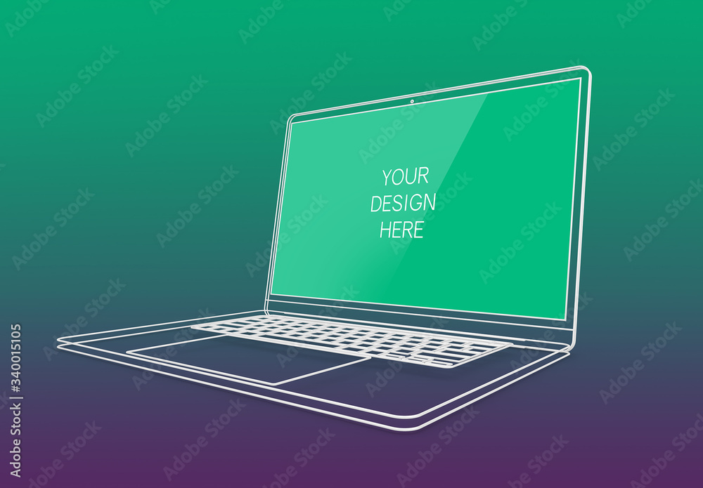 Wireframe Laptop Screen Mockup with Editable Background Stock Template ...