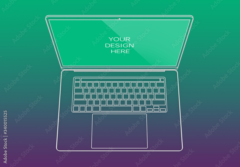 Wireframe Laptop Screen Mockup with Editable Background Stock Template ...