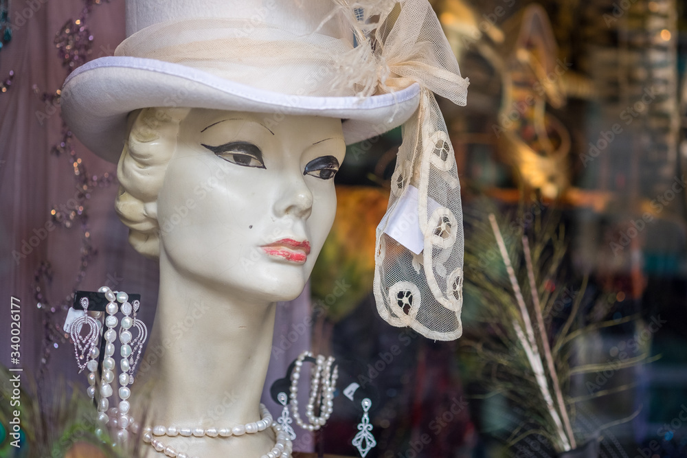 Vintage mannequin in store window Stock Photo | Adobe Stock