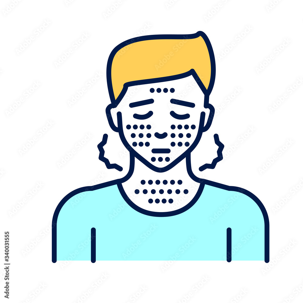 Skin rash line color icon. Dermatological diseases. Allergy symptom ...