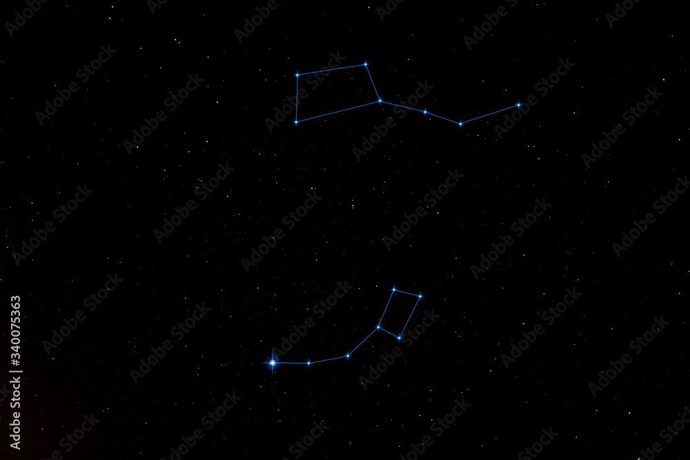 night sky full of stars, constellation great bear and little bear Stock ...