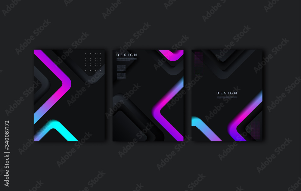 banner design set with gradient bright color geometric elements ...