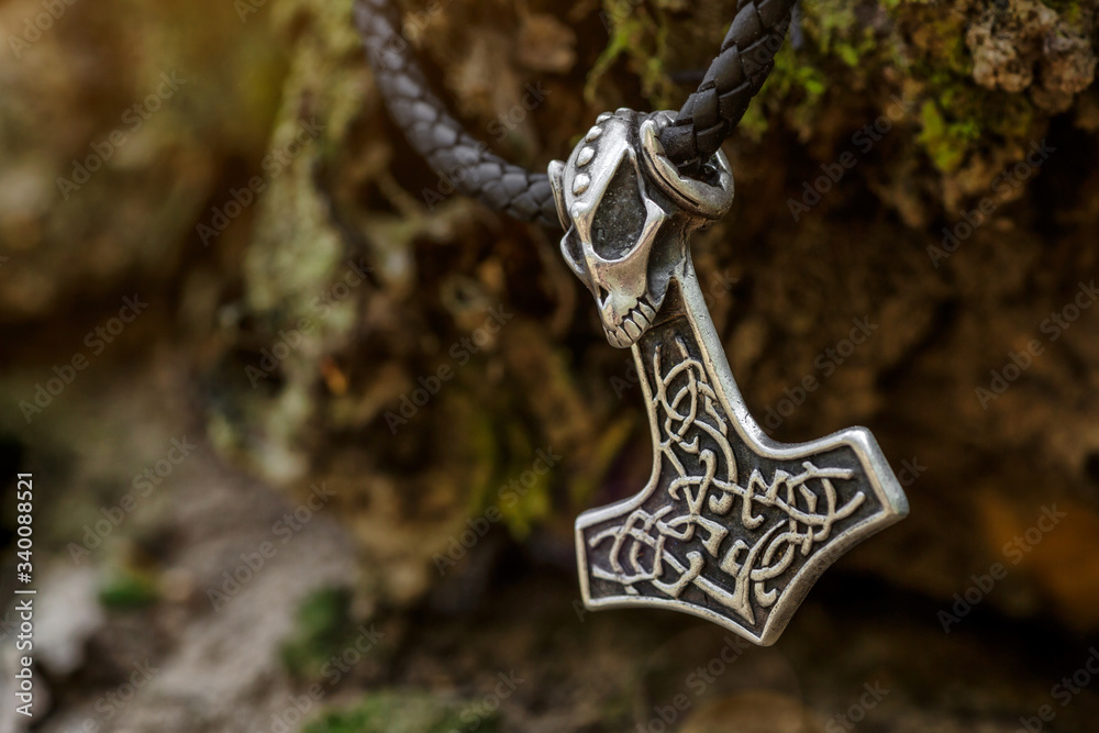 Scandinavian amulet in the form of the Thor's hammer - "Mjölnir". Stock ...