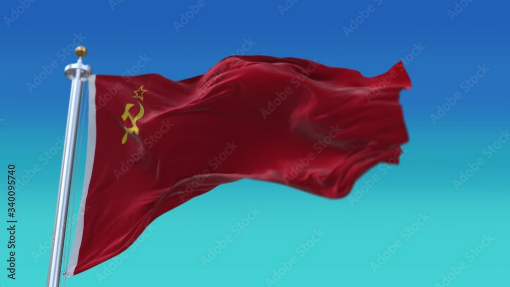 4k Former Soviet Union flag slow wrinkles waving with visible wrinkles ...