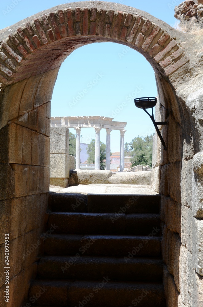Roman ruins of an arch, wall and columns Stock Photo | Adobe Stock