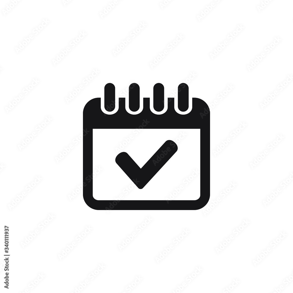 Event icon, calendar with check mark, vector isolated illustration ...