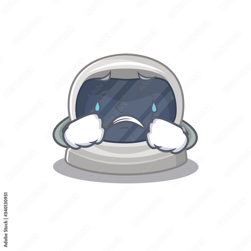 Cartoon character design of astronaut helmet with a crying face Stock ...