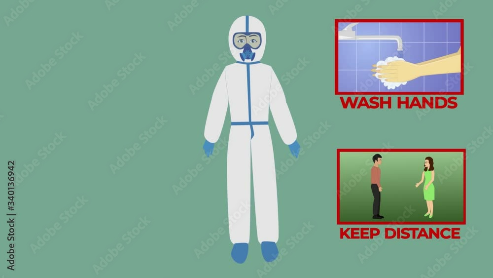 Video Stock 2d animation of doctor in protective antiviral suit with ...