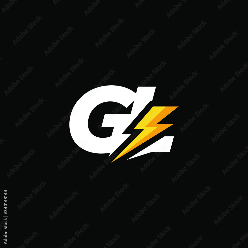 Initial Letter GL with Lightning Stock Vector | Adobe Stock