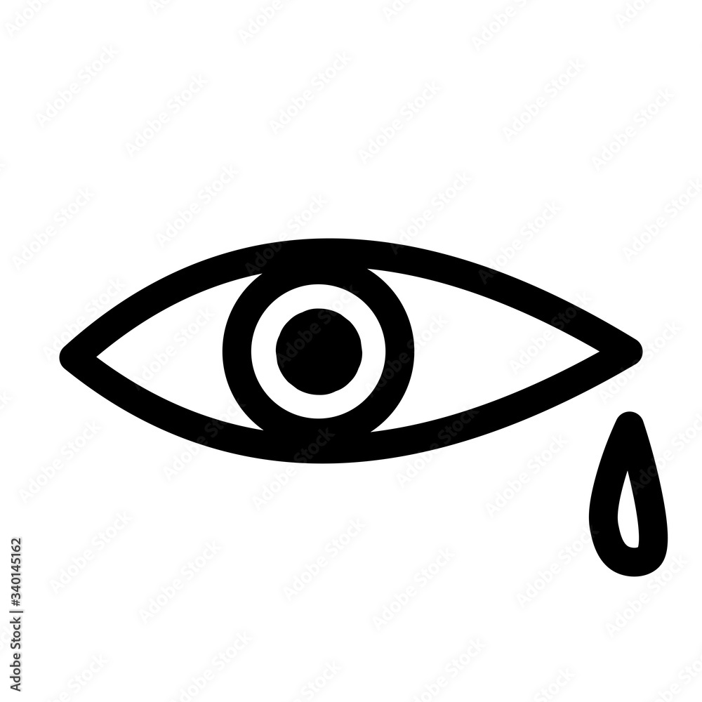 Simple black eye icon vector with double reflection in pupil. Round ...