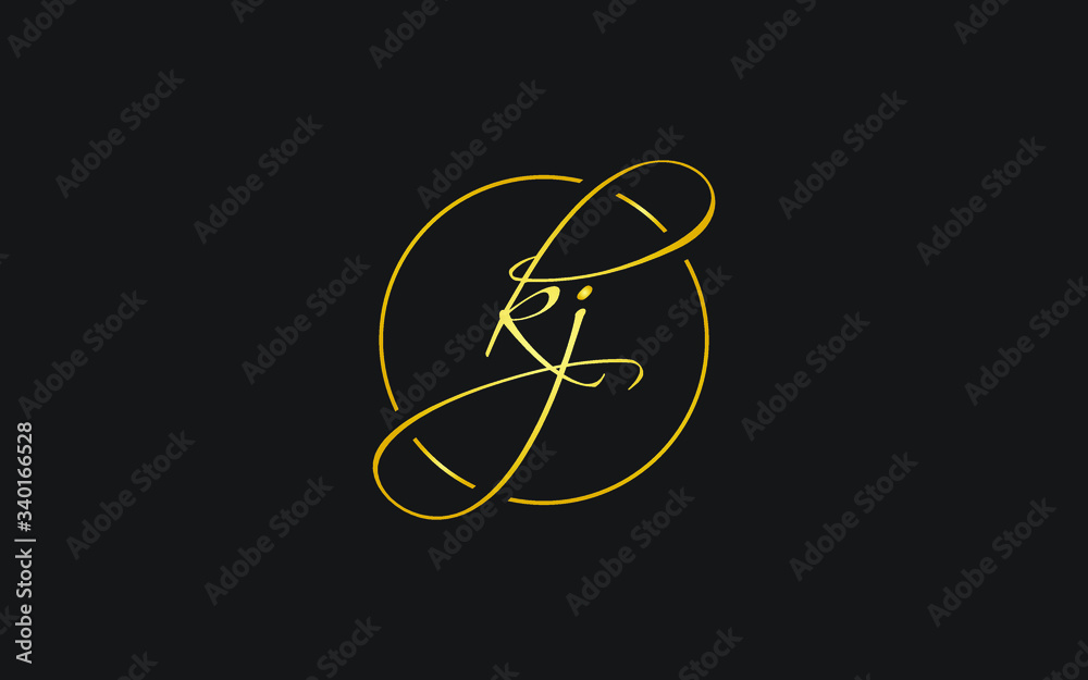kj or jk and k or j Lowercase Cursive Letter Initial Logo Design ...