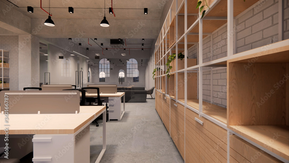 Interior Empty Modern Loft Office open space modern office footage ...
