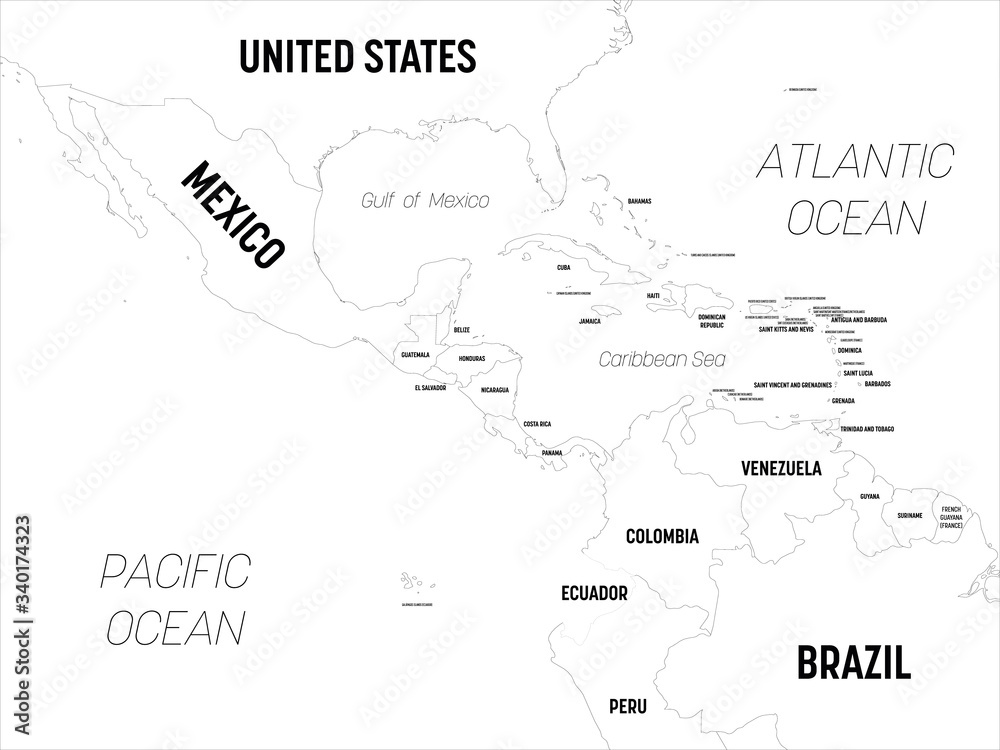 Central America map. High detailed political map Central American and ...